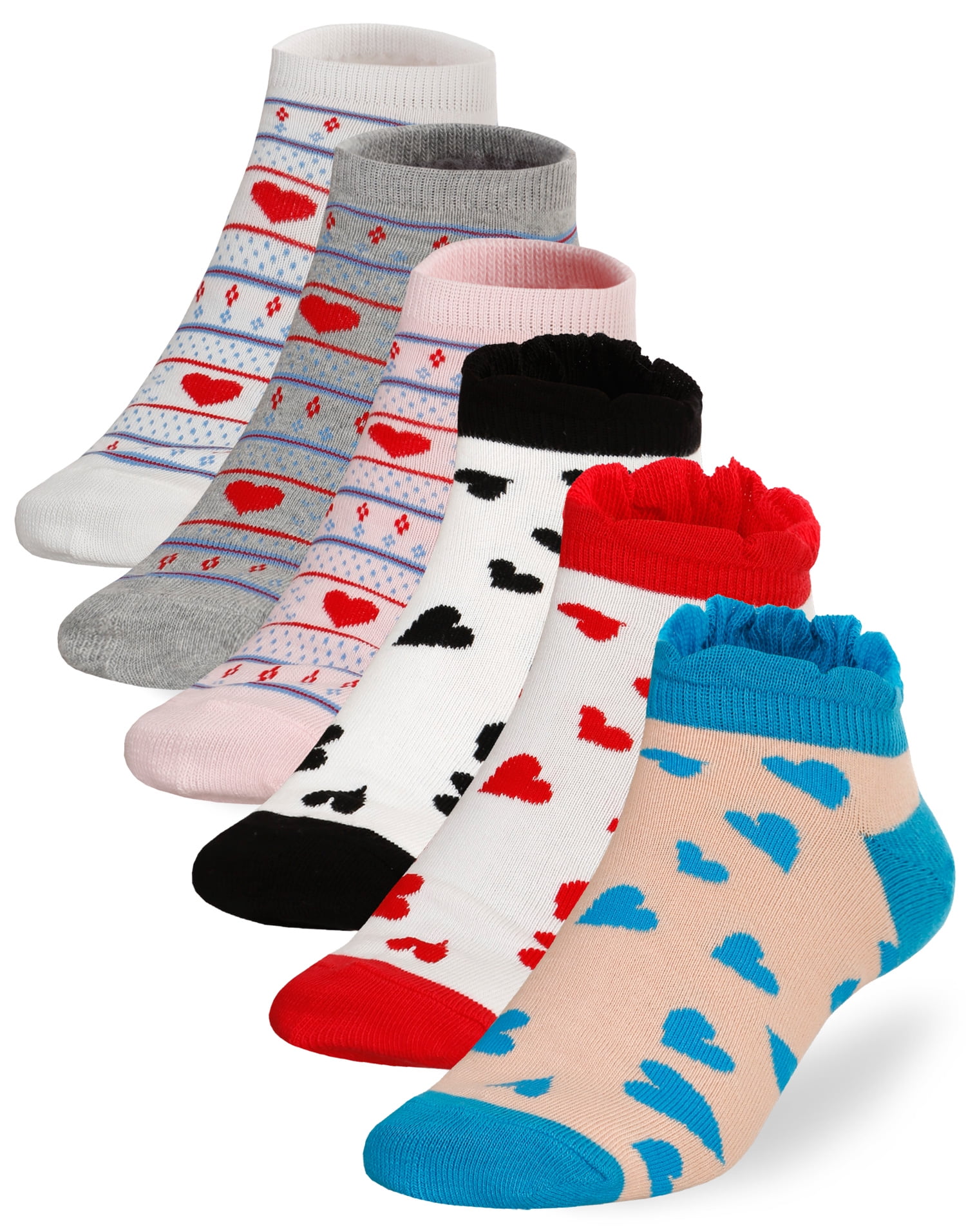 Socksmile Cute Hearts Floral Top Lowcut Ankle Cotton Socks 6 Pairs for ...