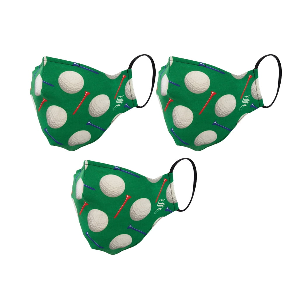 Socksmith Fun Designed Masks - One Size Fits All (Tee It Up - Green, 3 ...