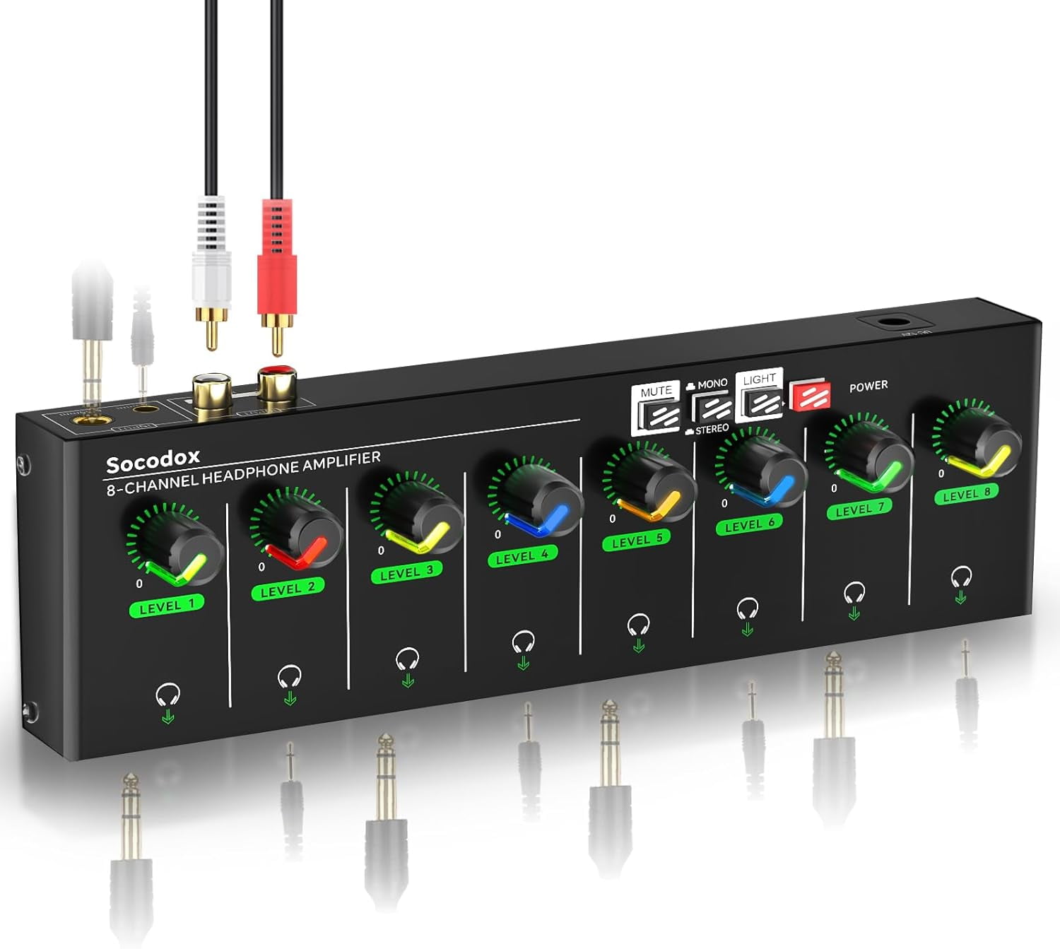 Socodox 8-Channel Headphone Amplifier 3.5mm/6.35mm/RCA Jacks, Metal ...