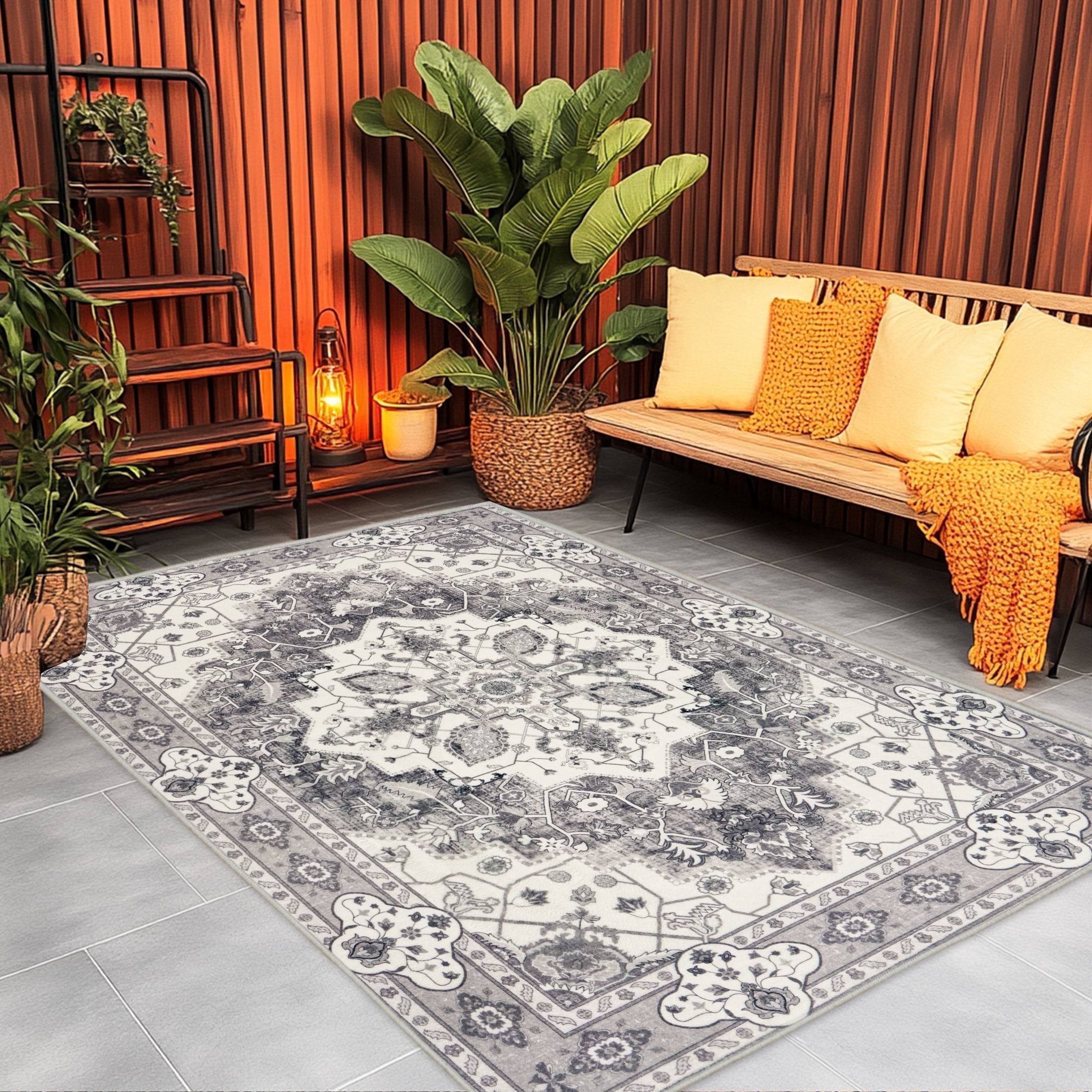 Socofuz 3'x5' Area Rugs Non-Slip Machine Washable Vintage Retro Rug for ...