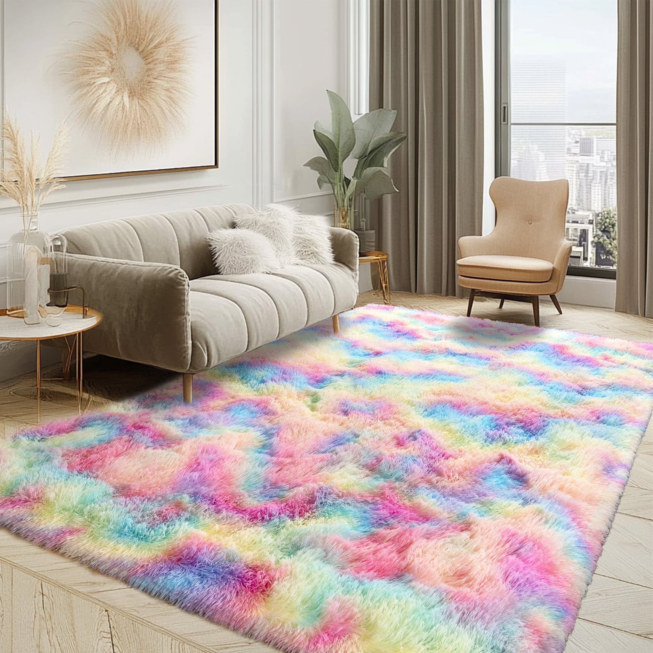 Socofuz 4' x 6' Soft Fluffy Rug for Girls Bedroom Carpets, Kawaii ...