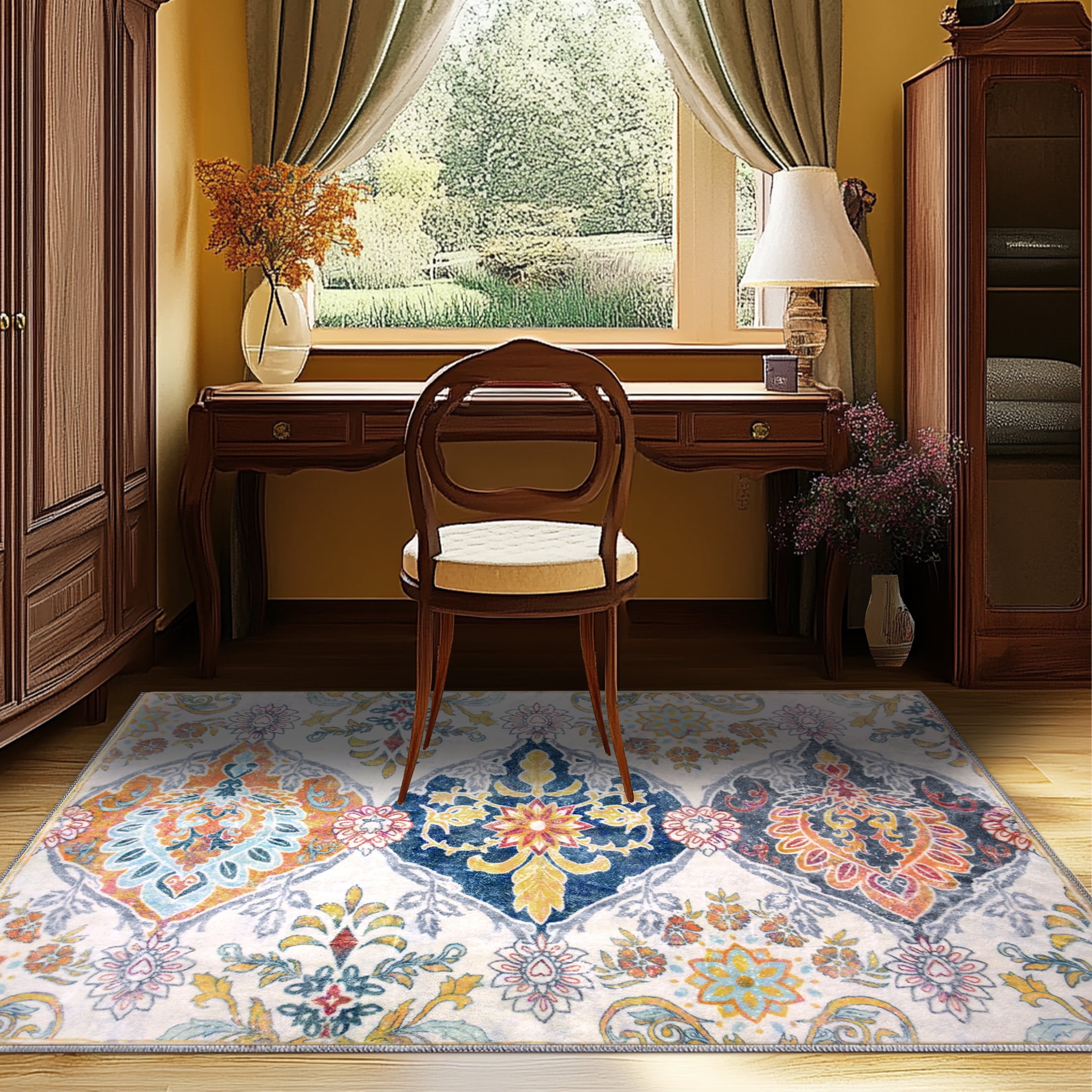 Socofuz 4x6ft Scandinavian Ethnic Non-Slip Home Decor Rug - Washable ...