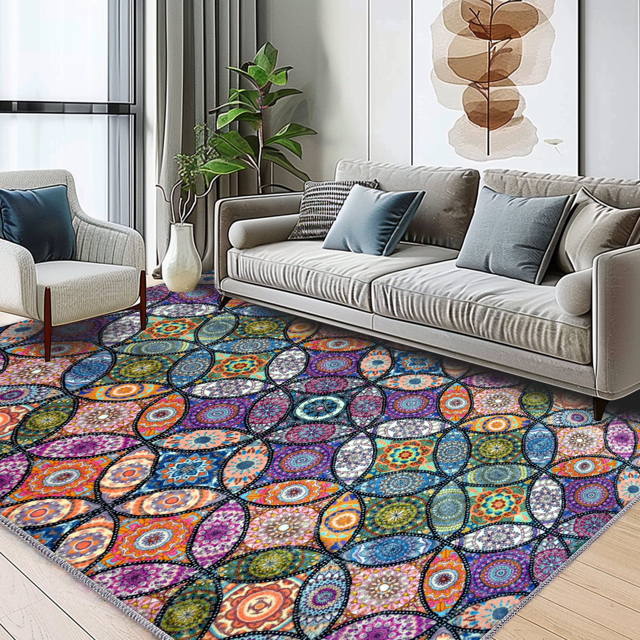 Socofuz 4x6ft Washable Area Rug for Bedroom Living Room ,Non-Slip Rug ...
