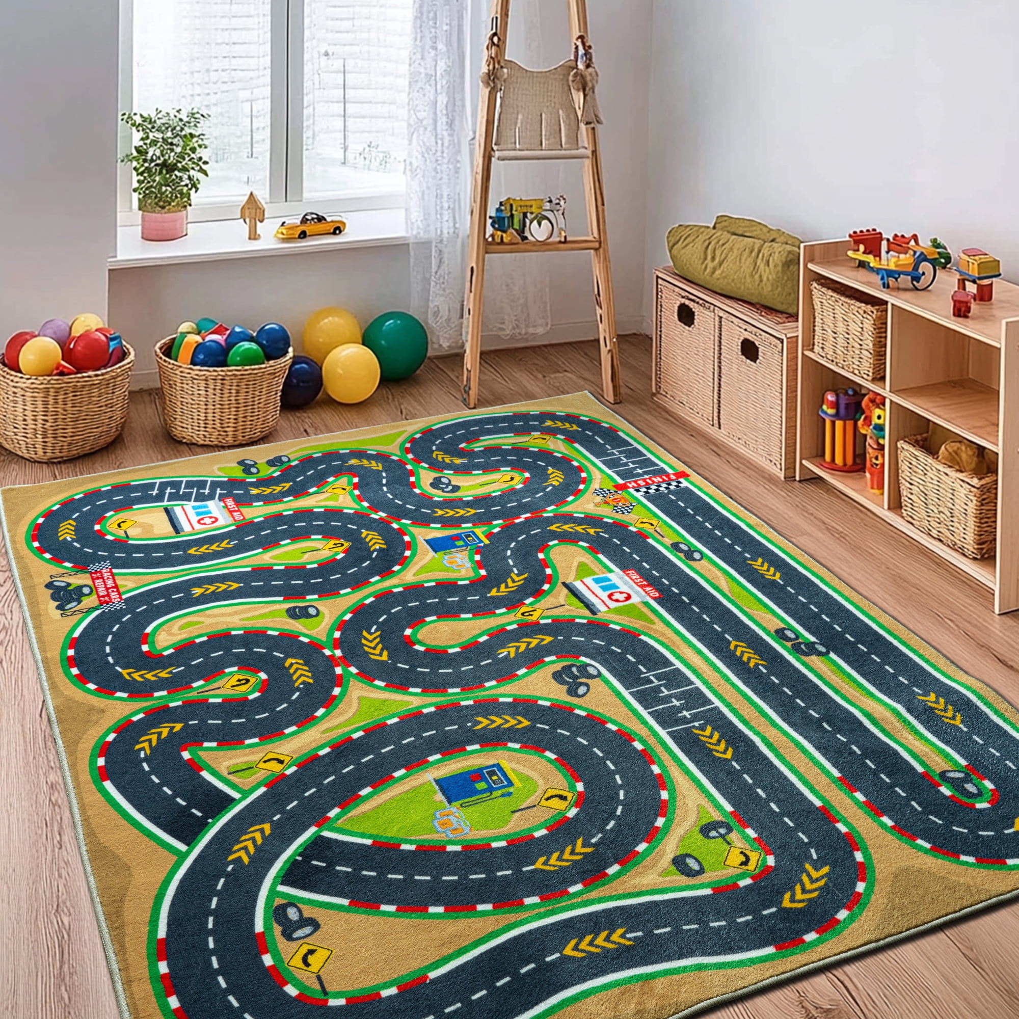 Socofuz Children's Learning and Play Rug, Toddler Track Play Mat Carpet ...
