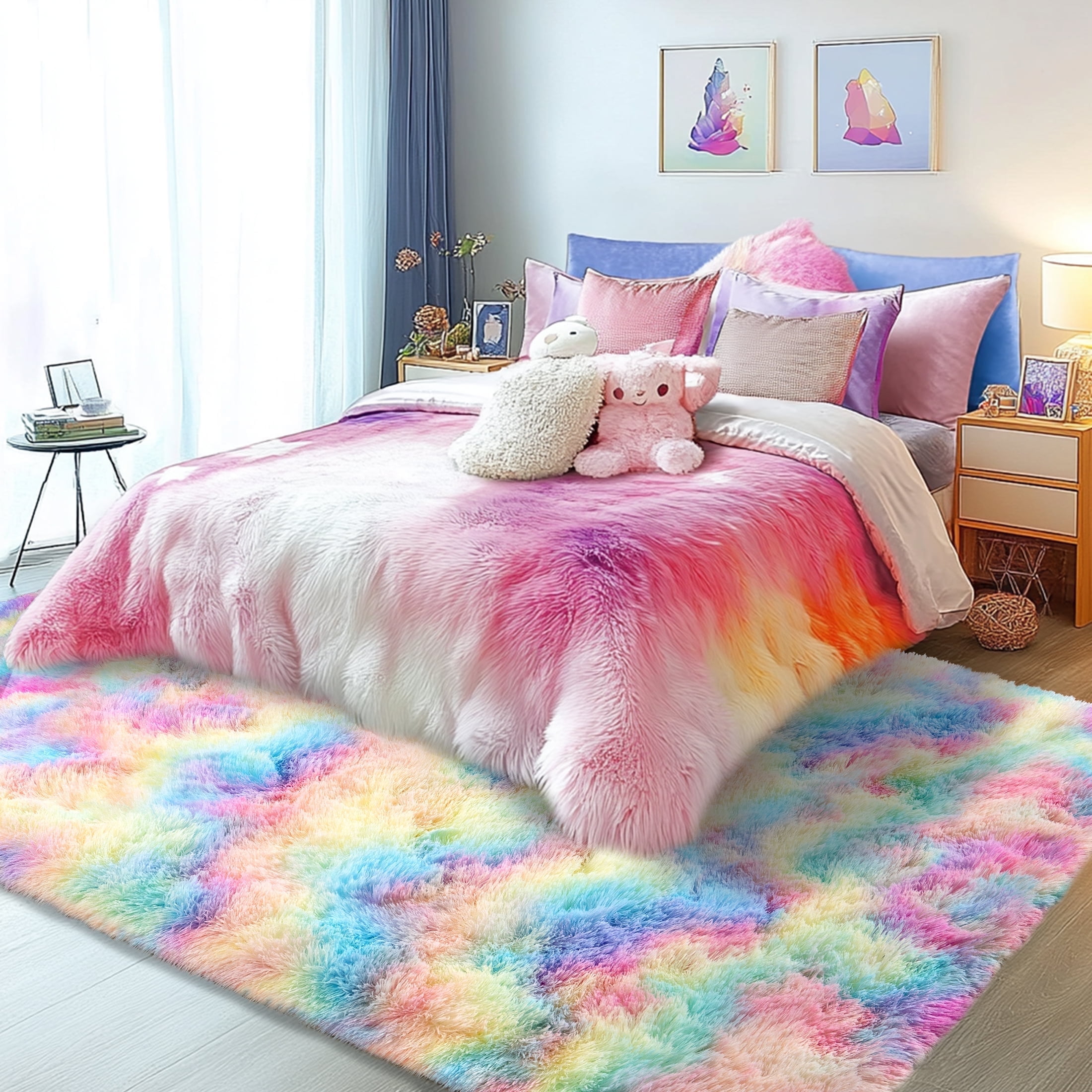 Socofuz Cute Fluffy Rug for Girls Room Nursery Playroom, Shag Carpet ...
