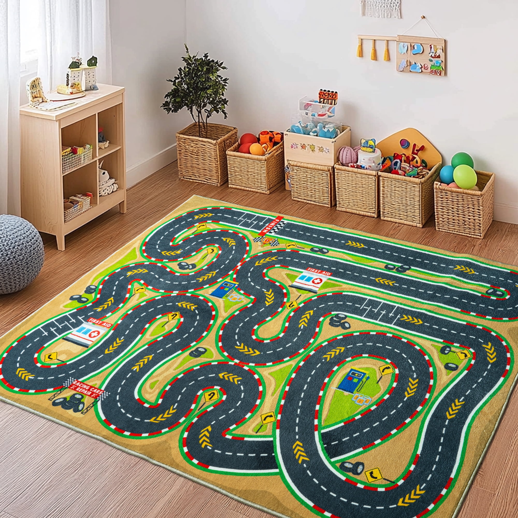 Socofuz Educational Children's Play Mat, 7'x9' Recreational Track ...