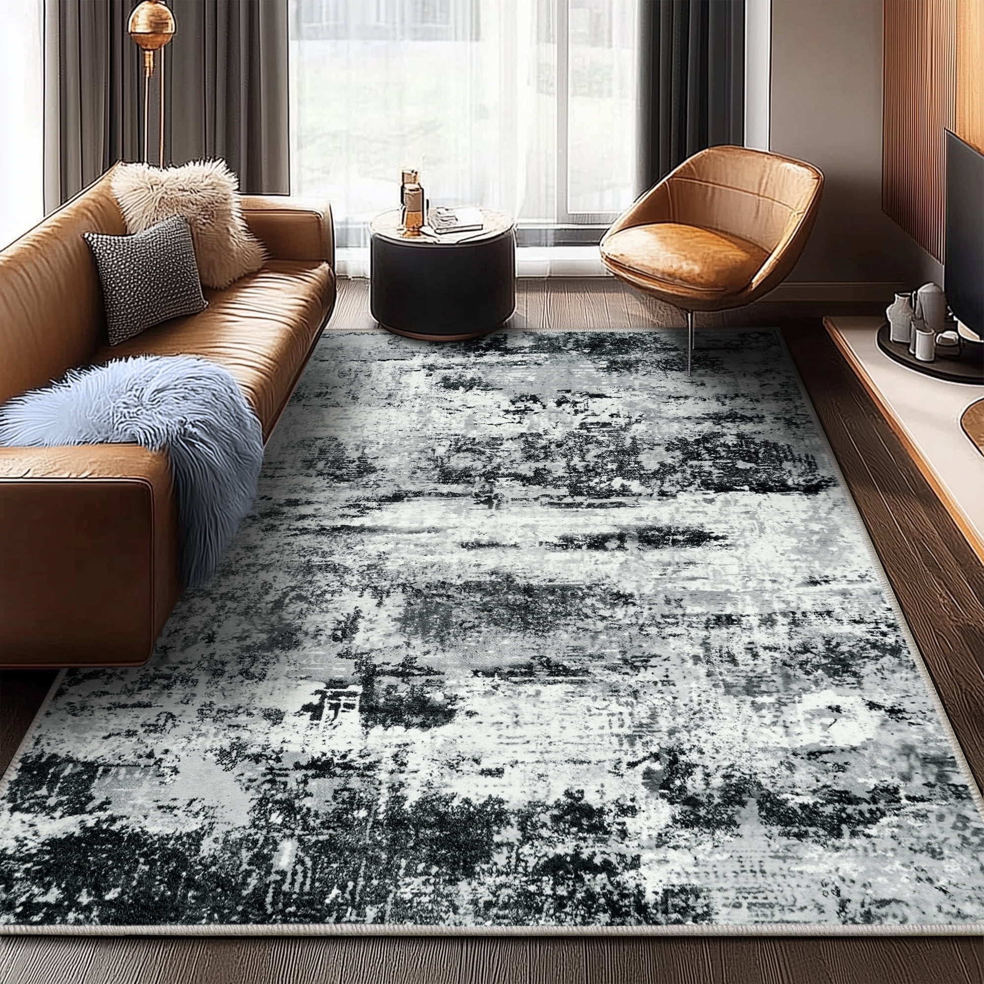 Socofuz Modern Abstract Washable Rugs, Non-Slip Carpet for Living Room ...