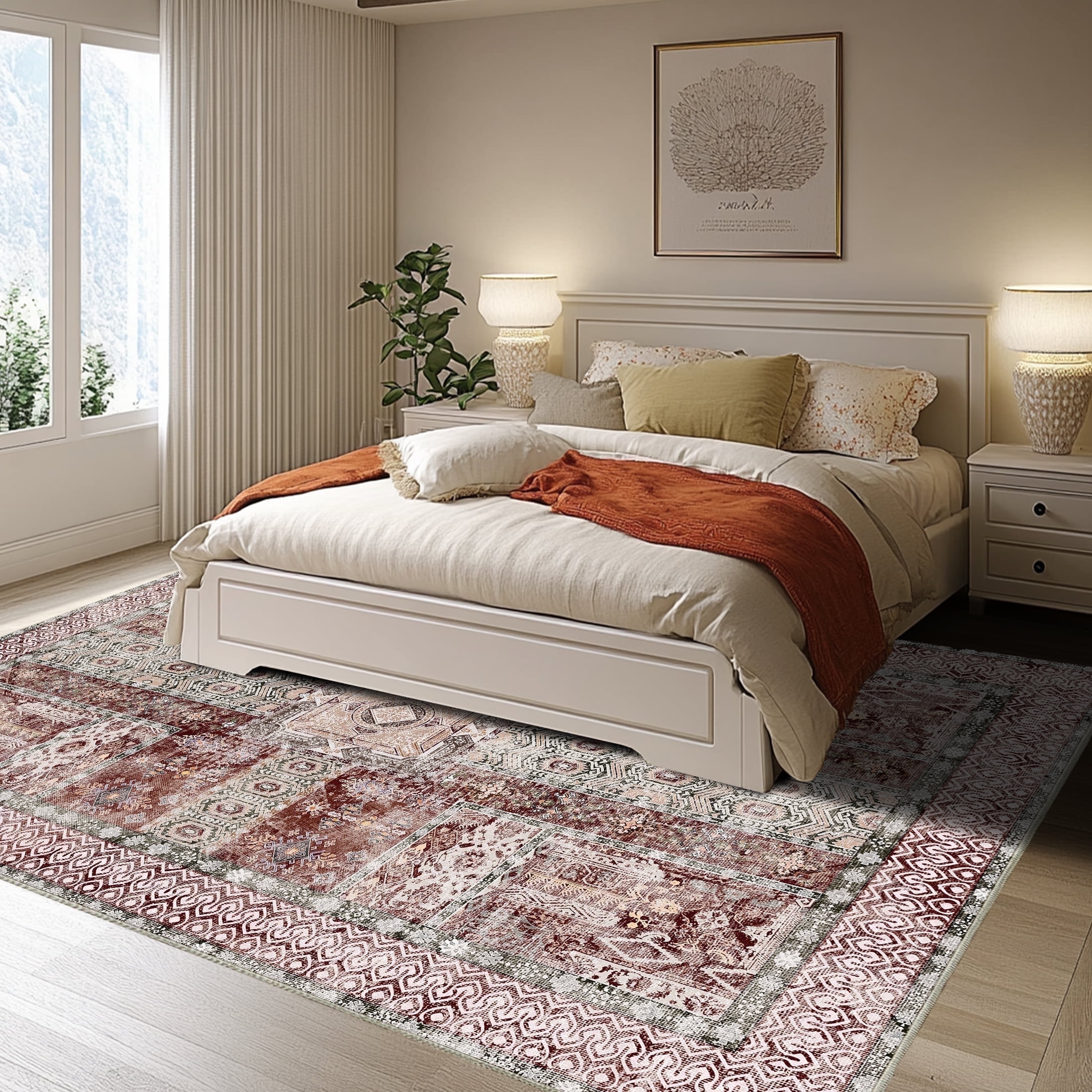 Socofuz Vintage Big Area Rug 8x10, Non-Slip Floor Carpet Printed Soft ...