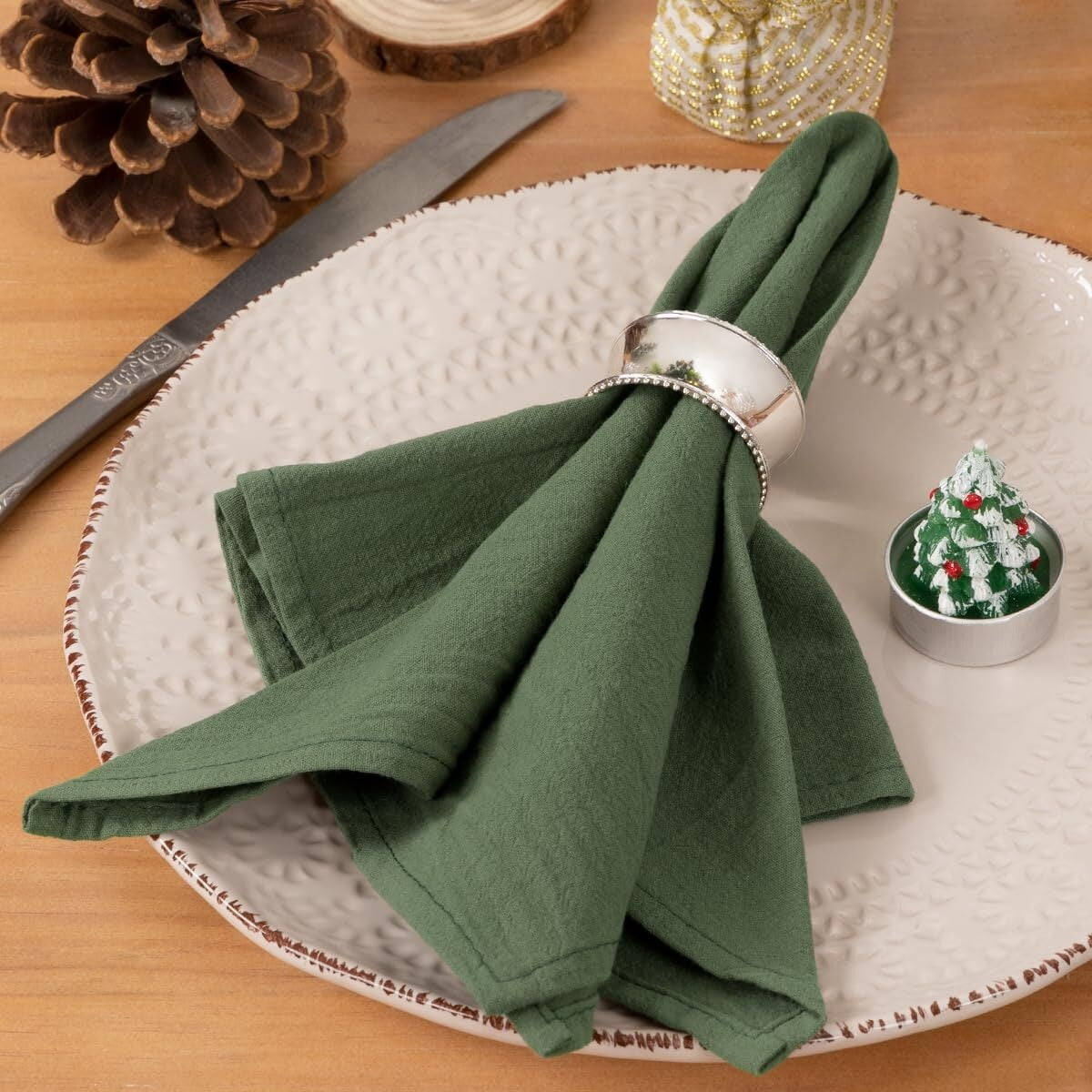 Socomi Linen Napkins Olive Green Easter Spring Cloth Napkins Bulk ...