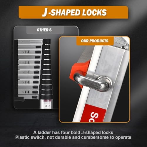 Soctone Ladder, A Frame 4 Step Extension Ladder, 14.5 Ft with Multi ...