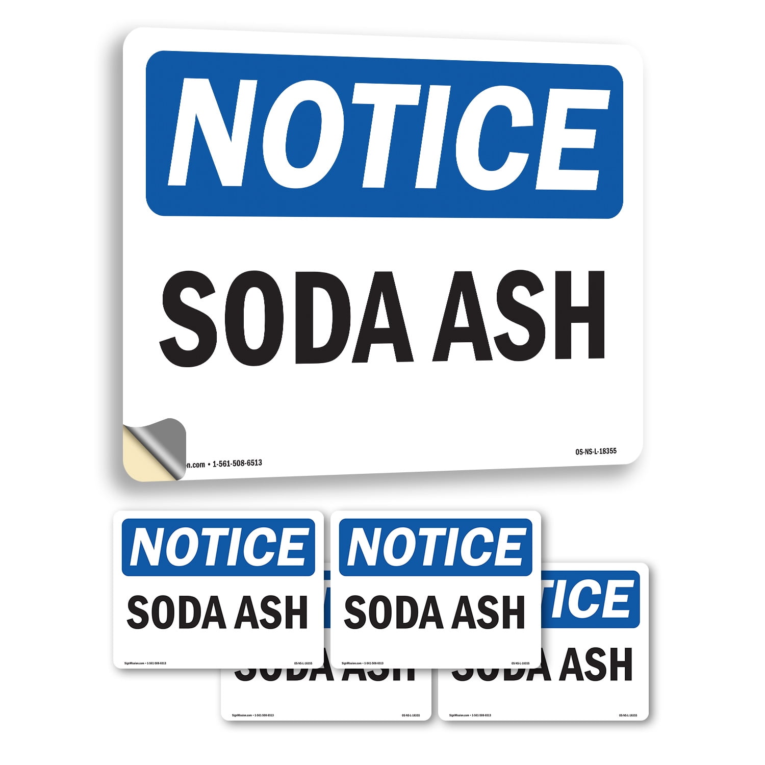 Soda Ash OSHA Notice Vinyl Decal Label 18 Inch x 12 Inch - 5 Pack ...