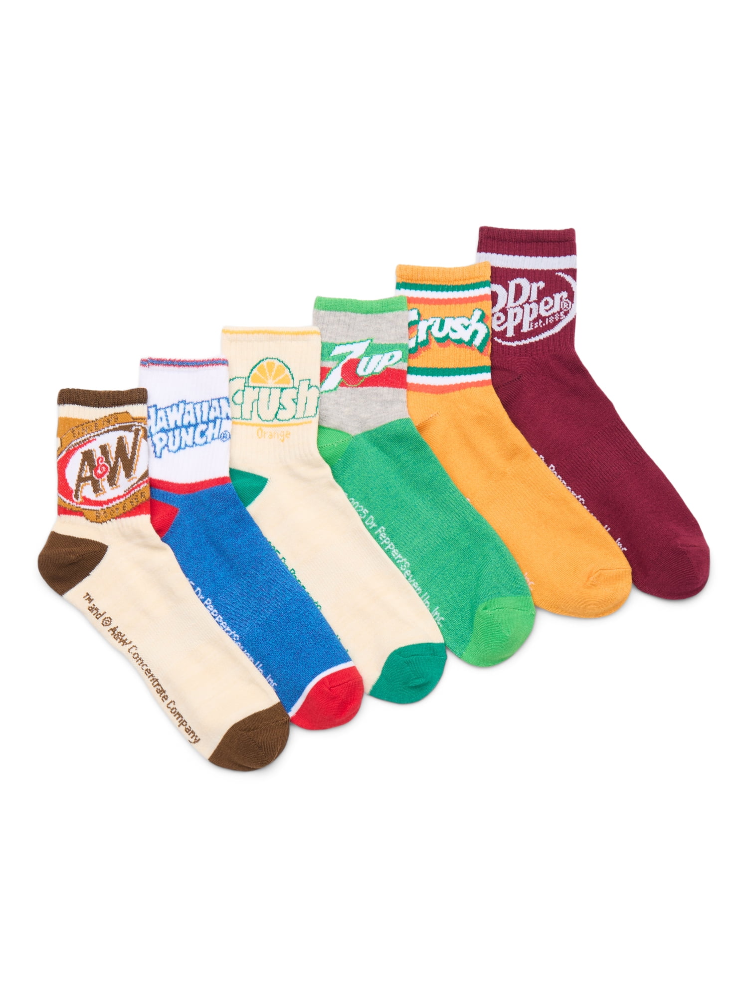 Soda Brands Men's Quarter Crew Ankle Socks, 6-Pack, Shoe Sizes 8-12 ...