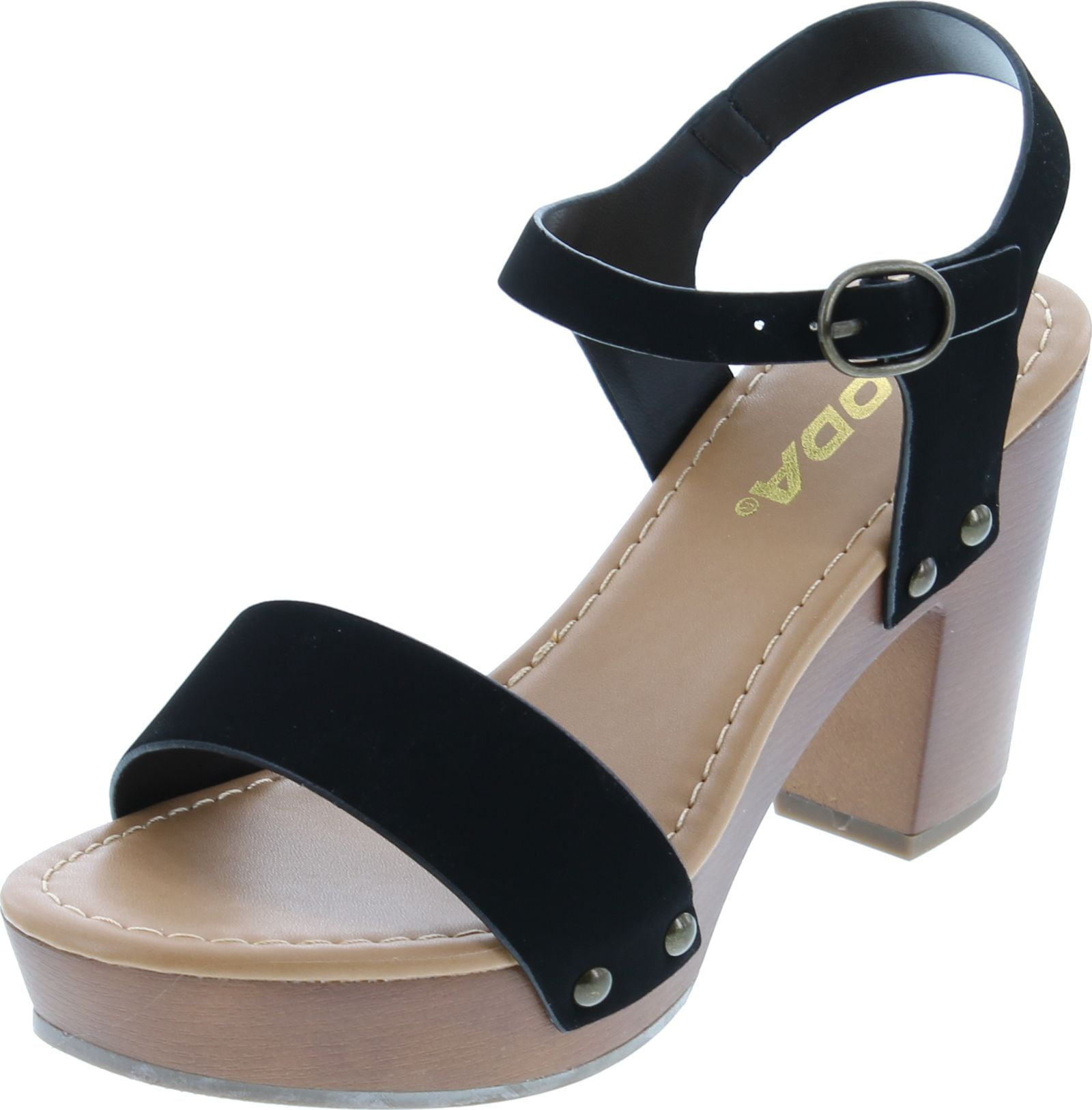 Soda CHIVAS ~ Women's Bold Buckles Studded Wedge Sandal - Walmart.com