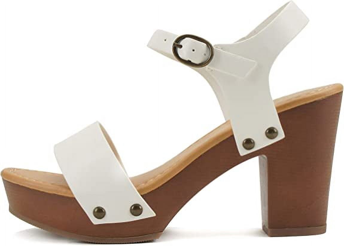 Soda CHIVAS ~ Women's Bold Buckles Studded Wedge Sandal - Walmart.com