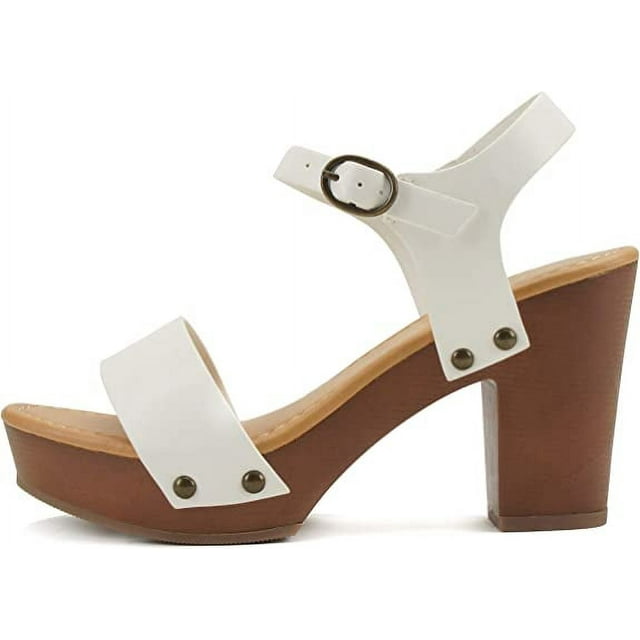 Soda CHIVAS ~ Women's Bold Buckles Studded Wedge Sandal - Walmart.com