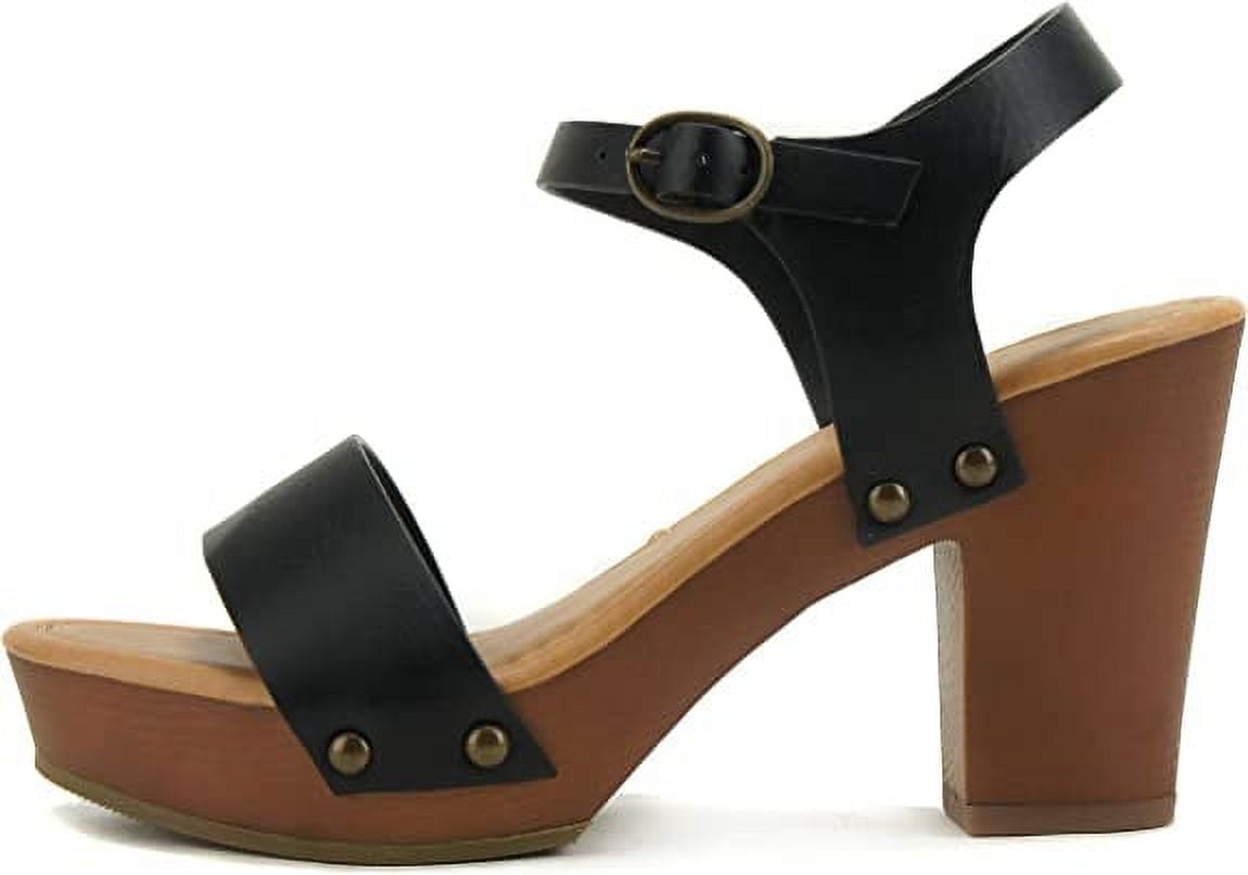 Soda CHIVAS ~ Women's Bold Buckles Studded Wedge Sandal - Walmart.com