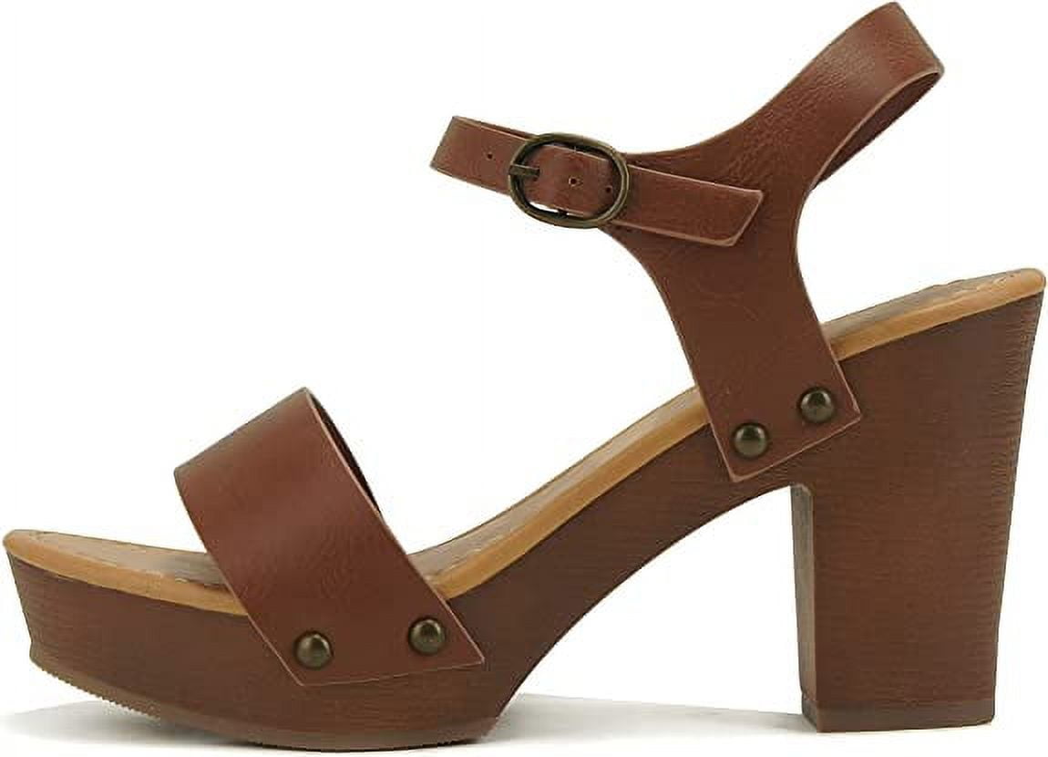Soda CHIVAS ~ Women's Bold Buckles Studded Wedge Sandal - Walmart.com