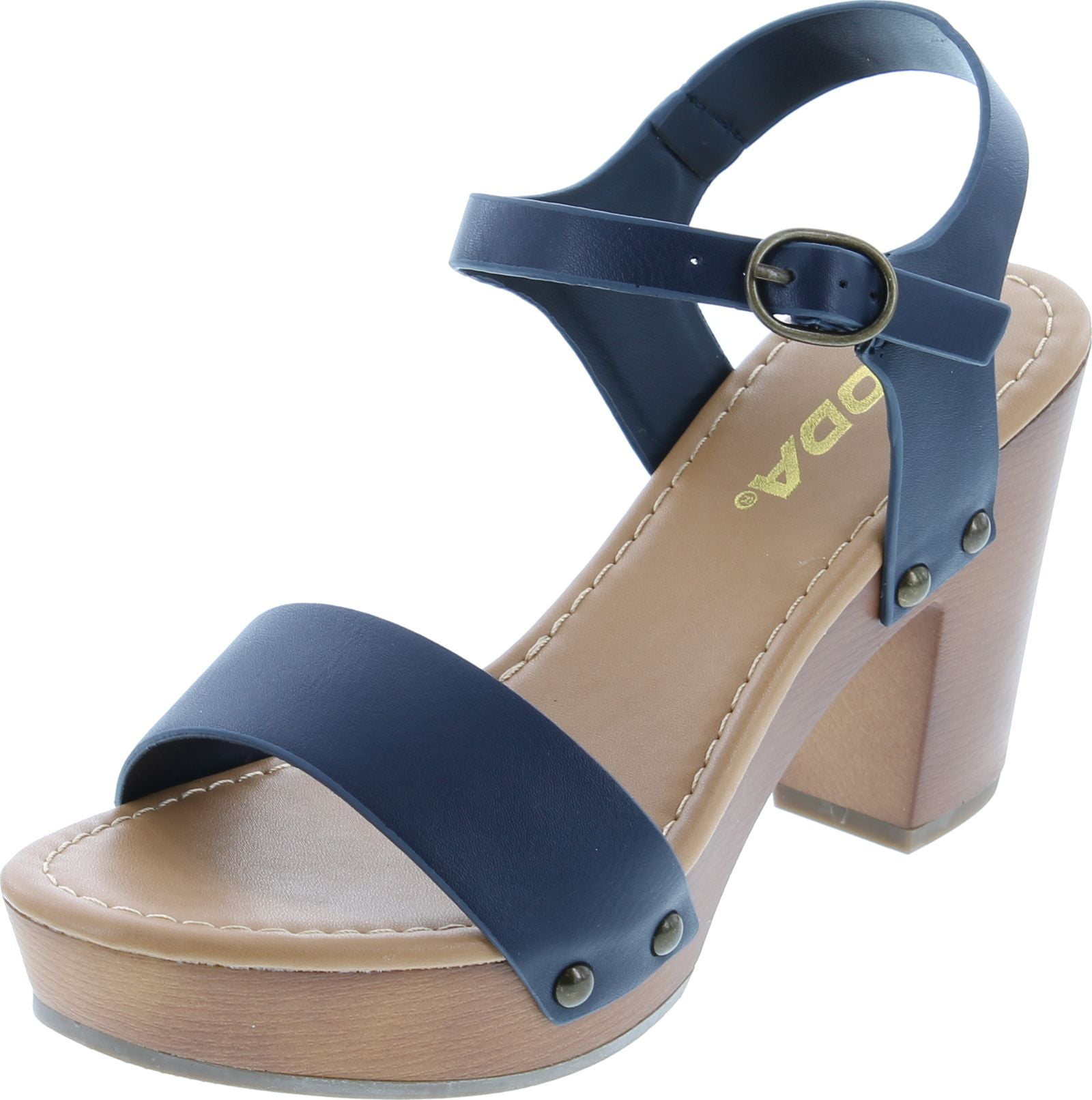 Soda CHIVAS ~ Women's Bold Buckles Studded Wedge Sandal - Walmart.com