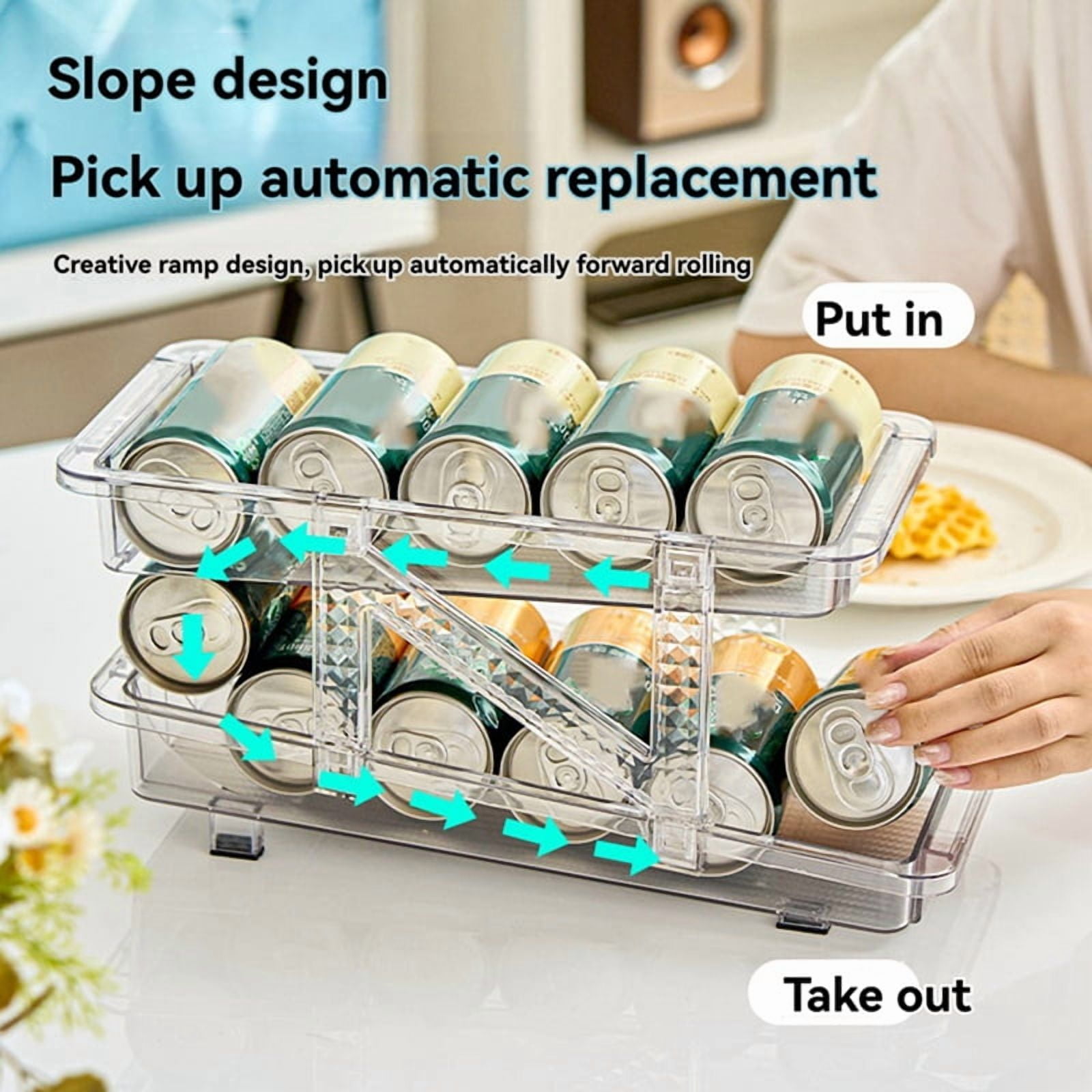 Soda Can Dispenser 2 Tier Automatic Rolling Can Dispenser for ...