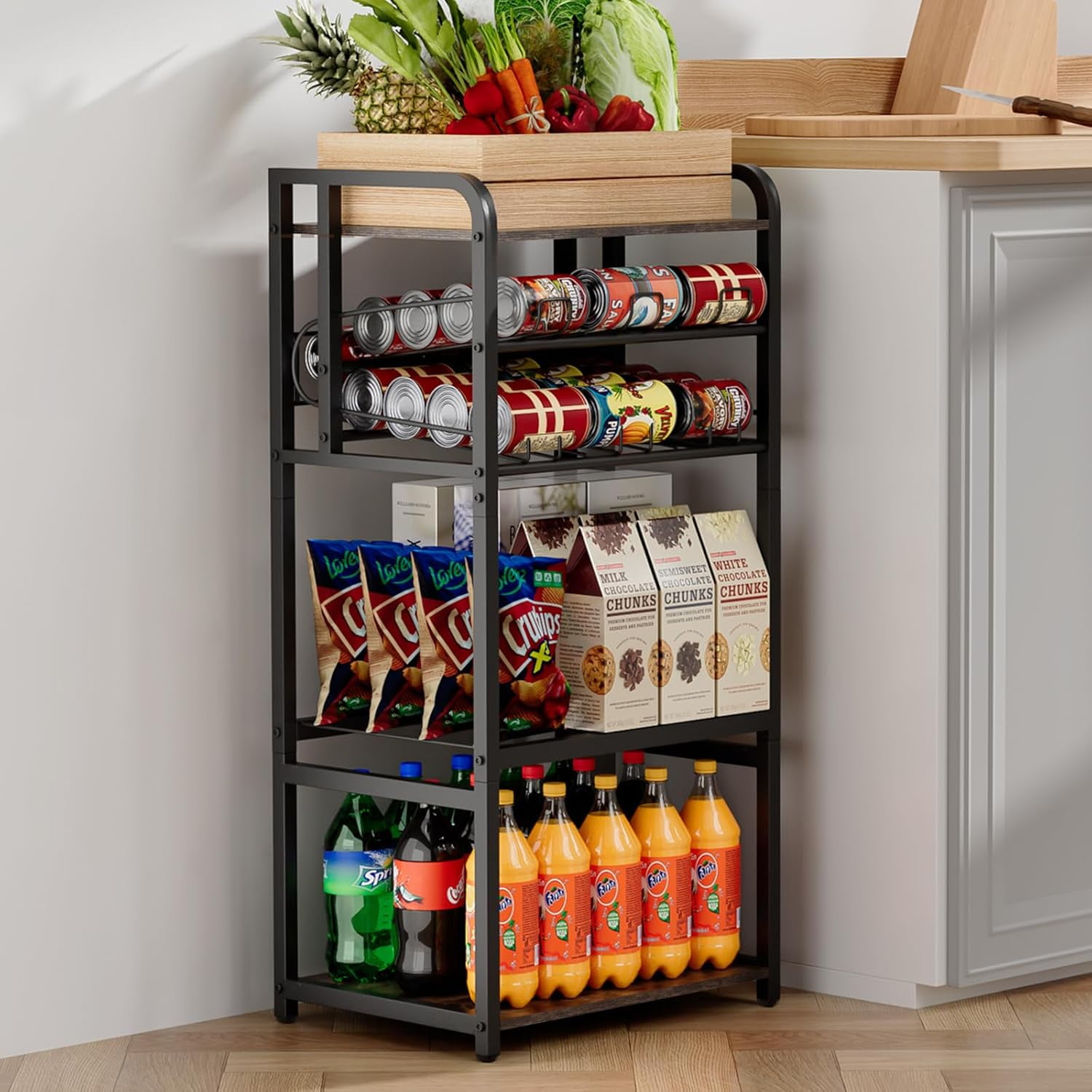Soda Can Organizer for Pantry, 5-Tier Storage Shelf, Kitchen Organizers ...