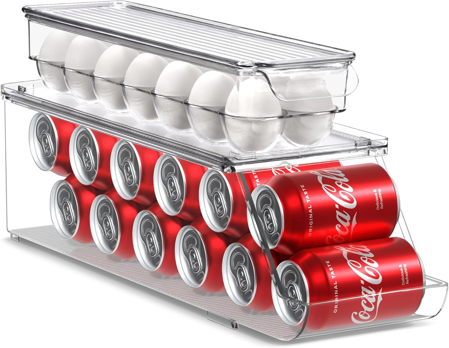Soda Can Organizer for Refrigerator & Egg Holder for Fridge Set, 1 ...