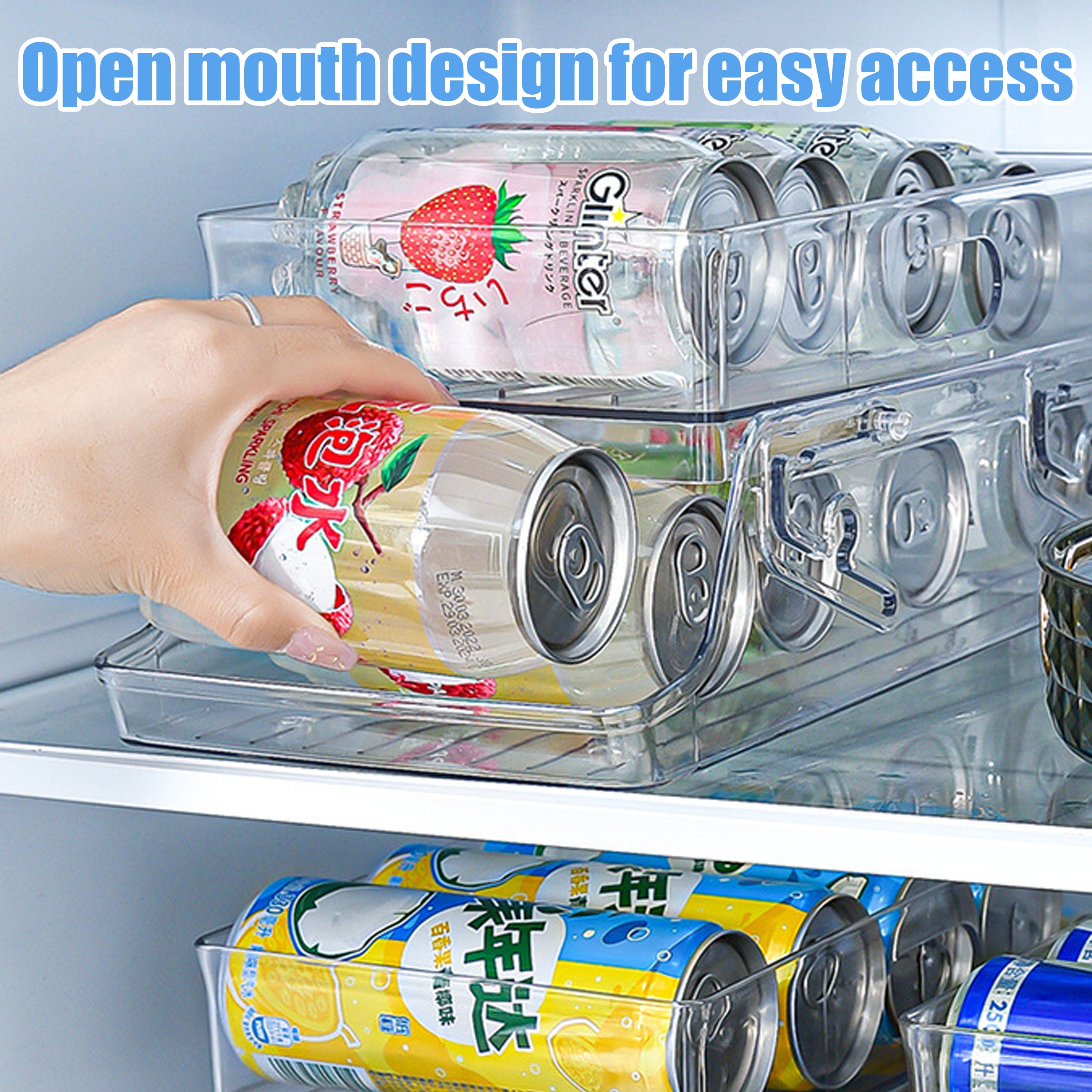 Soda Can Organizer for Refrigerator Stackable Can Holder Dispenser with ...