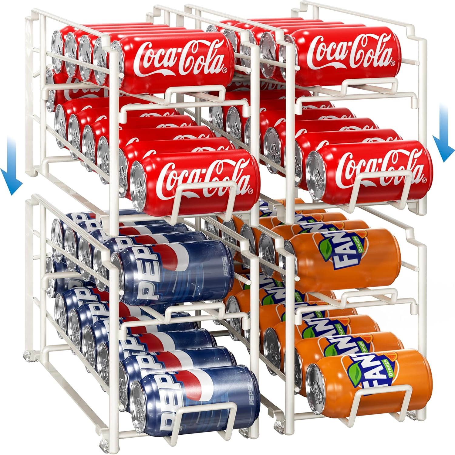 Soda Can Organizer Stackable Rack Dispenser for Pantry/Refrigerator, 4 ...