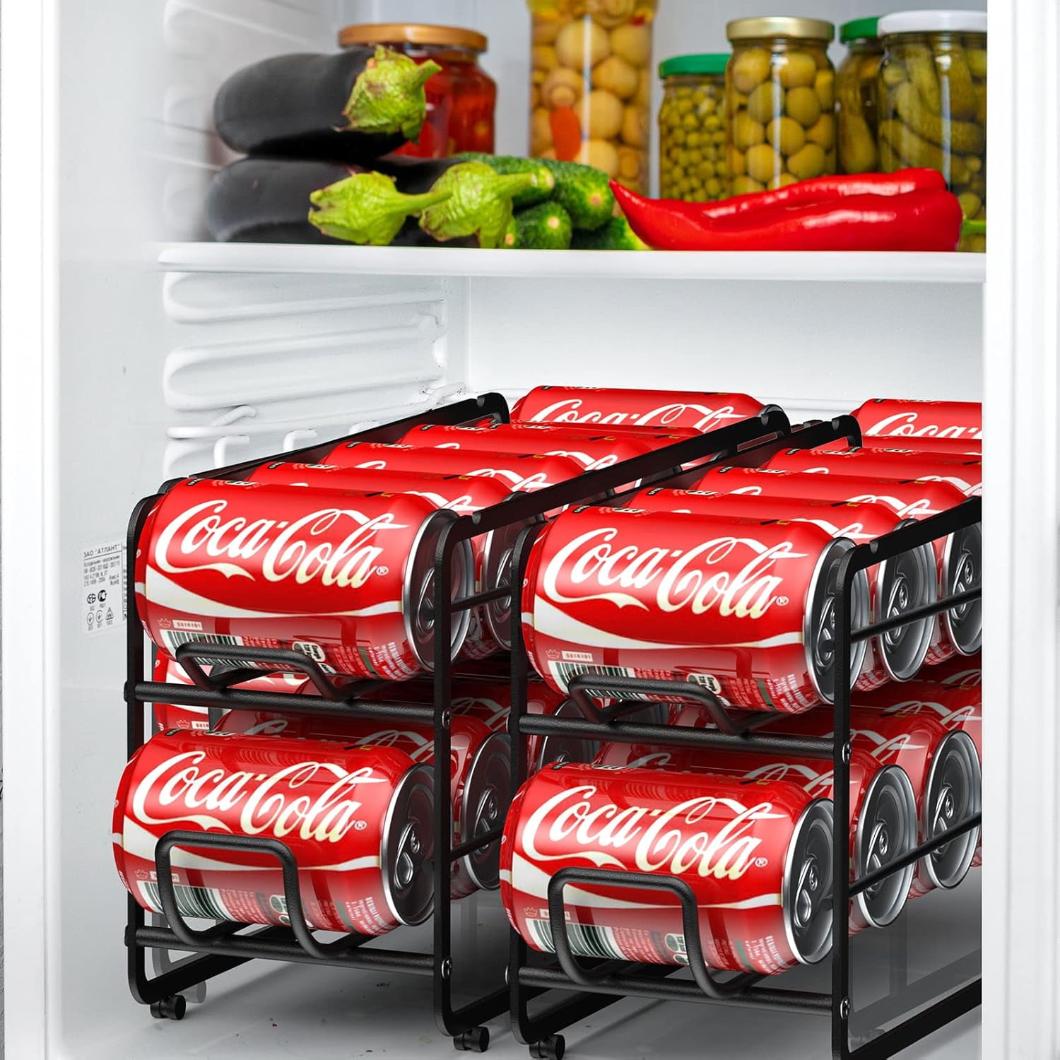 Soda Can Organizer Storage Rack, 2 Pack Stackable Beverage Dispenser ...