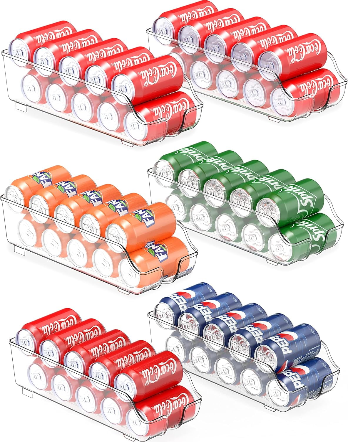 Soda Can Organizer for Pantry / Refrigerator, Clear, Set of 2 - Walmart.com