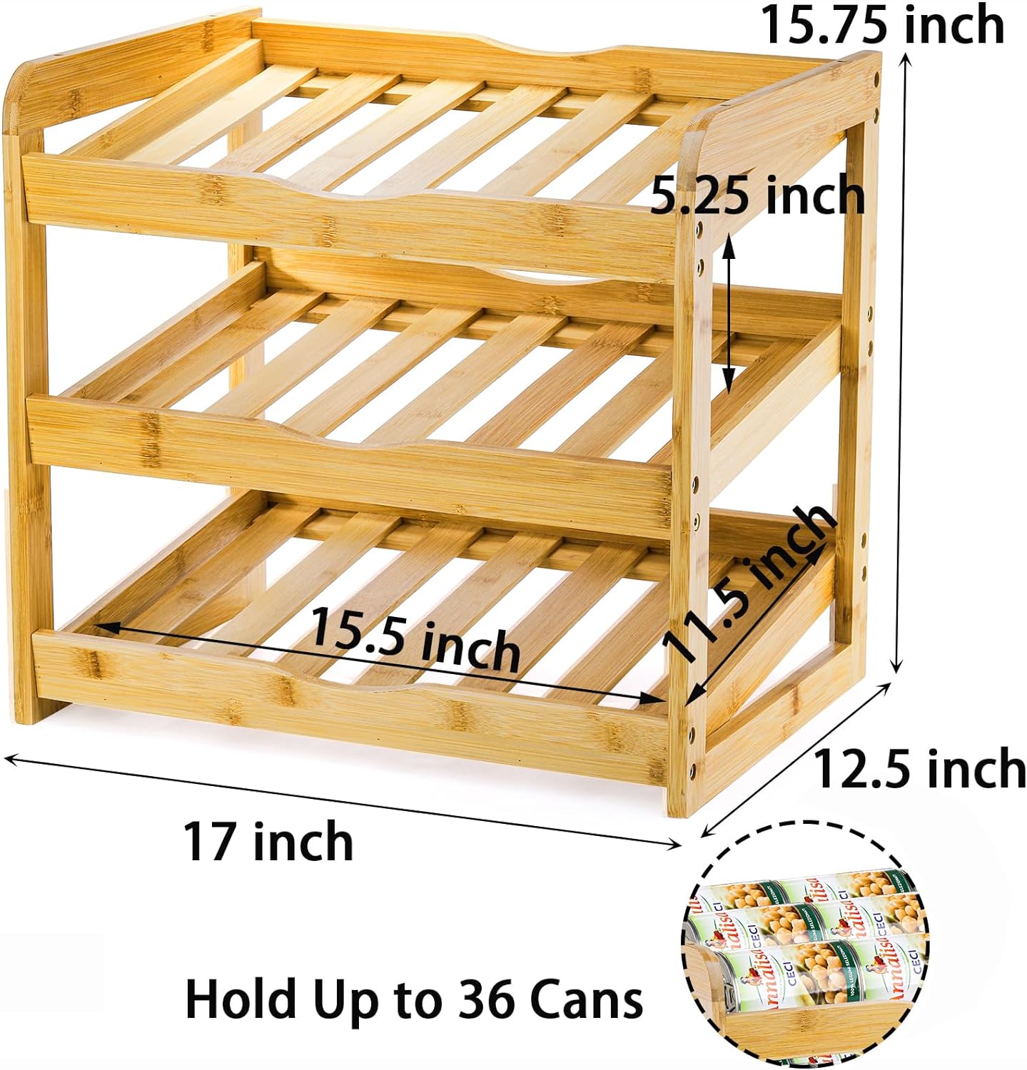 Soda Can Rack Organizer For Pantry, 3 Tier Stackable Can Goods Storage ...