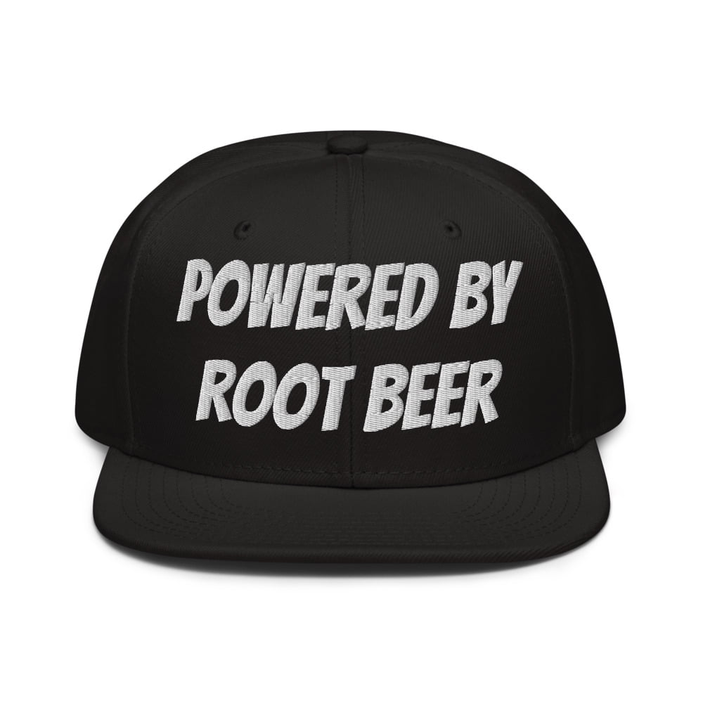 Soda Drink Lover Embroidered Snapback Hat, Powered By Root Beer (Black ...