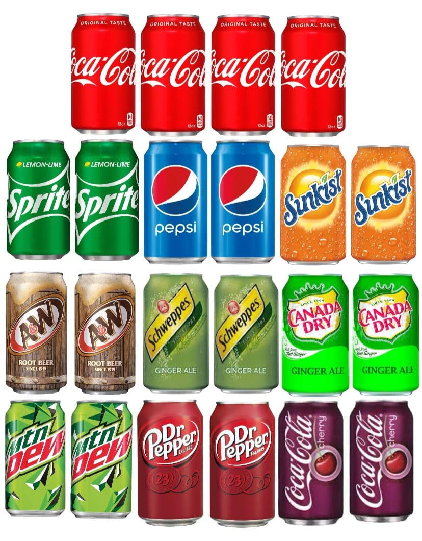 Soda Drinks Variety Pack 12 oz (Pack of 22) | 10 Flavors Drinks in Bulk ...