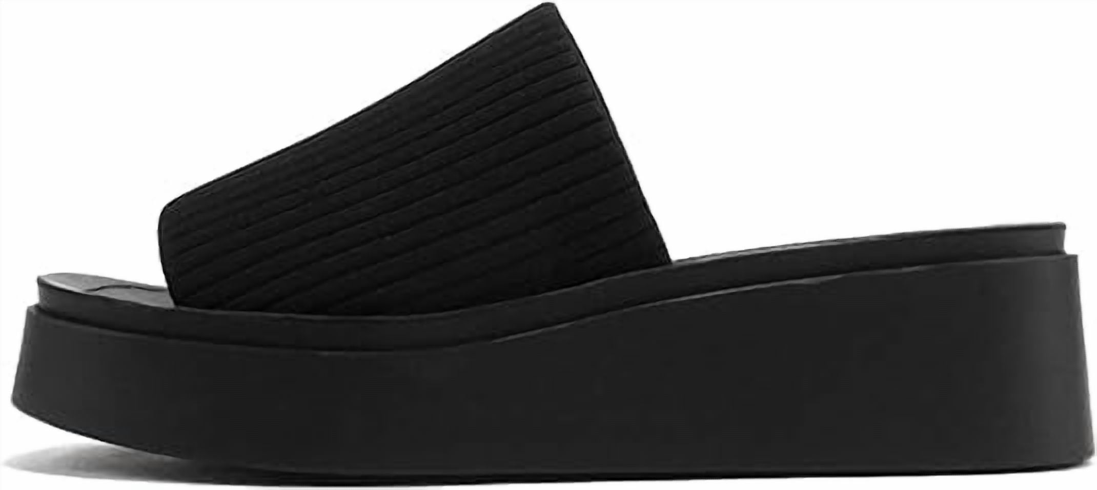 Soda Farley Women Open Square Toe Elastic Upper Platform Slide Sandal ...