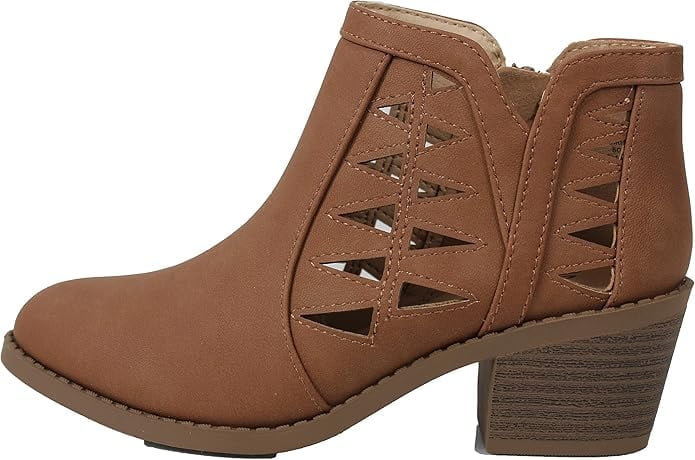 Soda Girl's Chance-IIS Triangle Cutout Side Chunky Stacked Heel Ankle ...