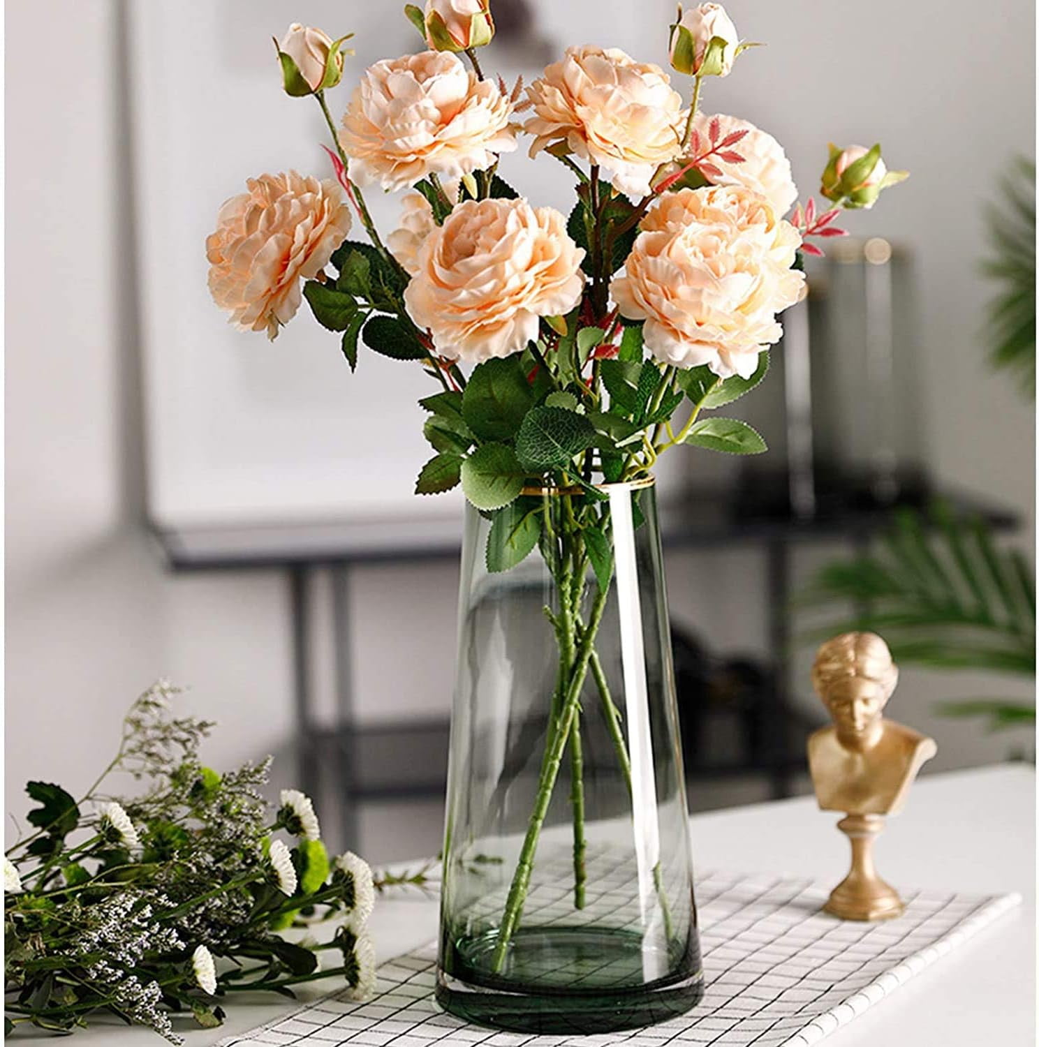 Soda-Lime Glass Vase, Contemporary Design with Gold Rim, Perfect for ...