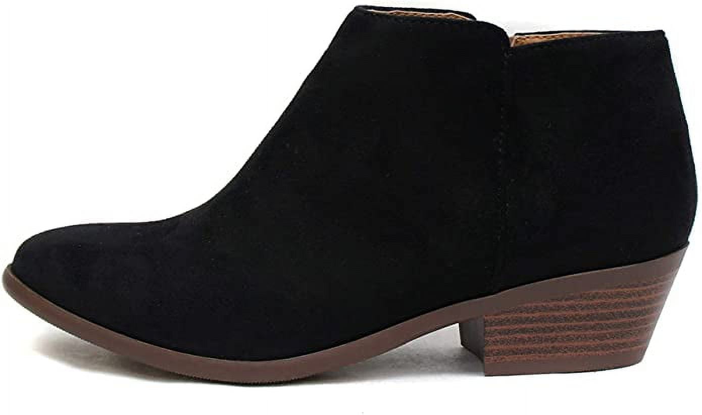Soda Mug Black Suede Western Inside Zipper Rounded Toe Stacked Heel ...