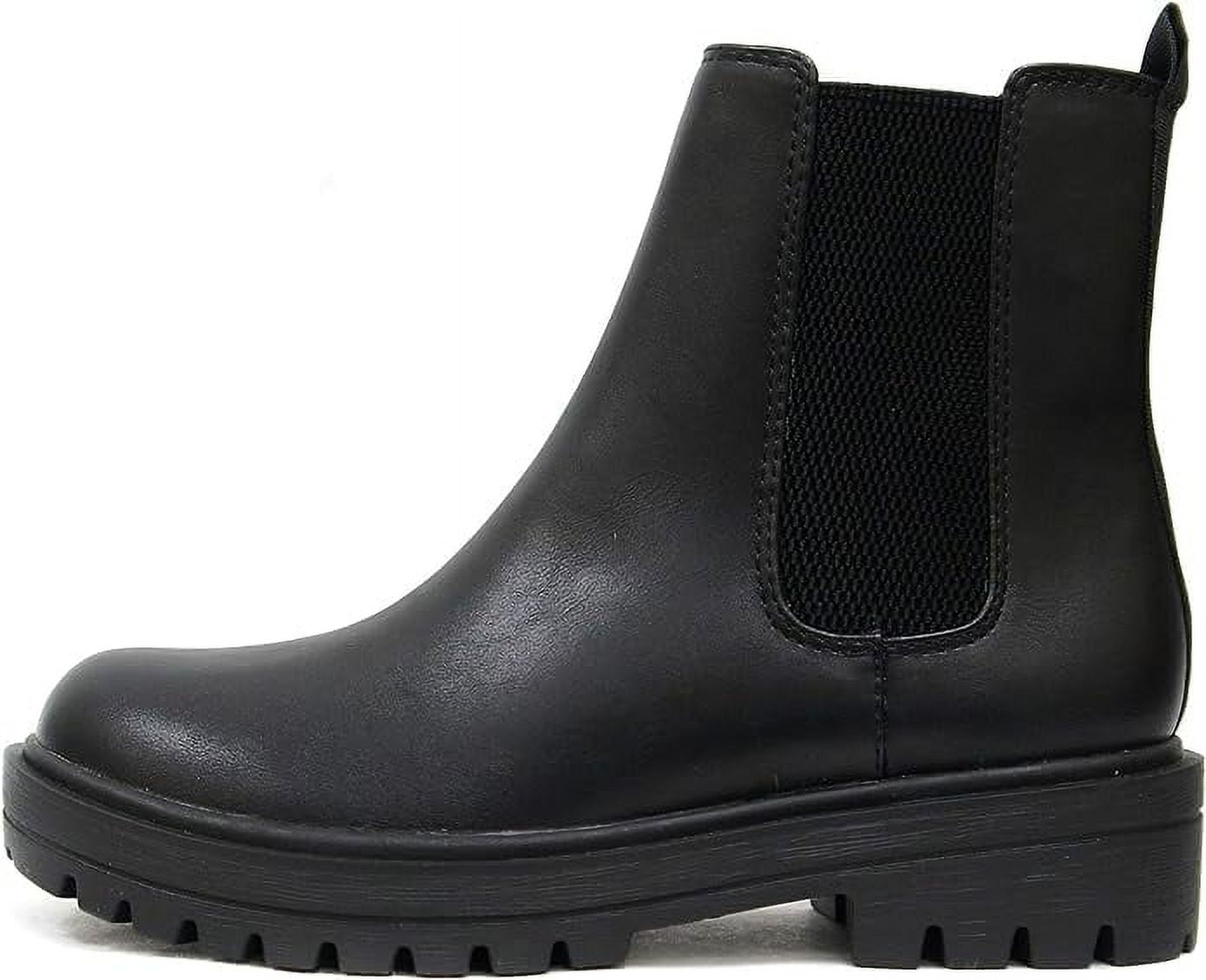Soda Pilot Lug Sole Low Heel Chelsea Ankle Bootie Double Elastic Gore ...