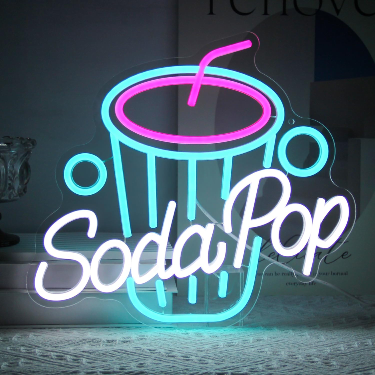 Soda Pop Neon Sign Drink Neon Lights Dimmable Beverage Cup Signs for ...