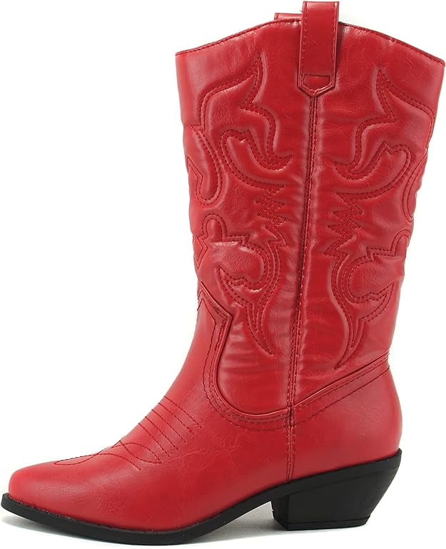 Soda Reno Women Western Cowboy Pointed Toe Knee High Pull On Tabs Boots ...