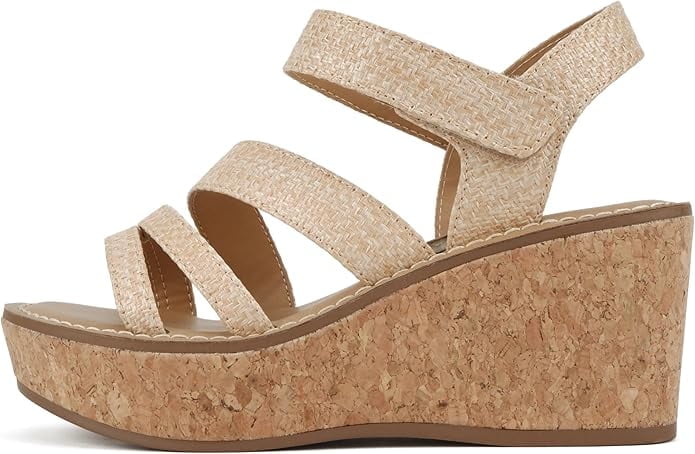 Soda Sheet Women Round Toe Multi Strap Wedge Sandals - Walmart.com