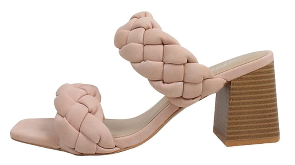 Soda Shoes Women Block High Heel Sandals Double Braided Band Straps ...