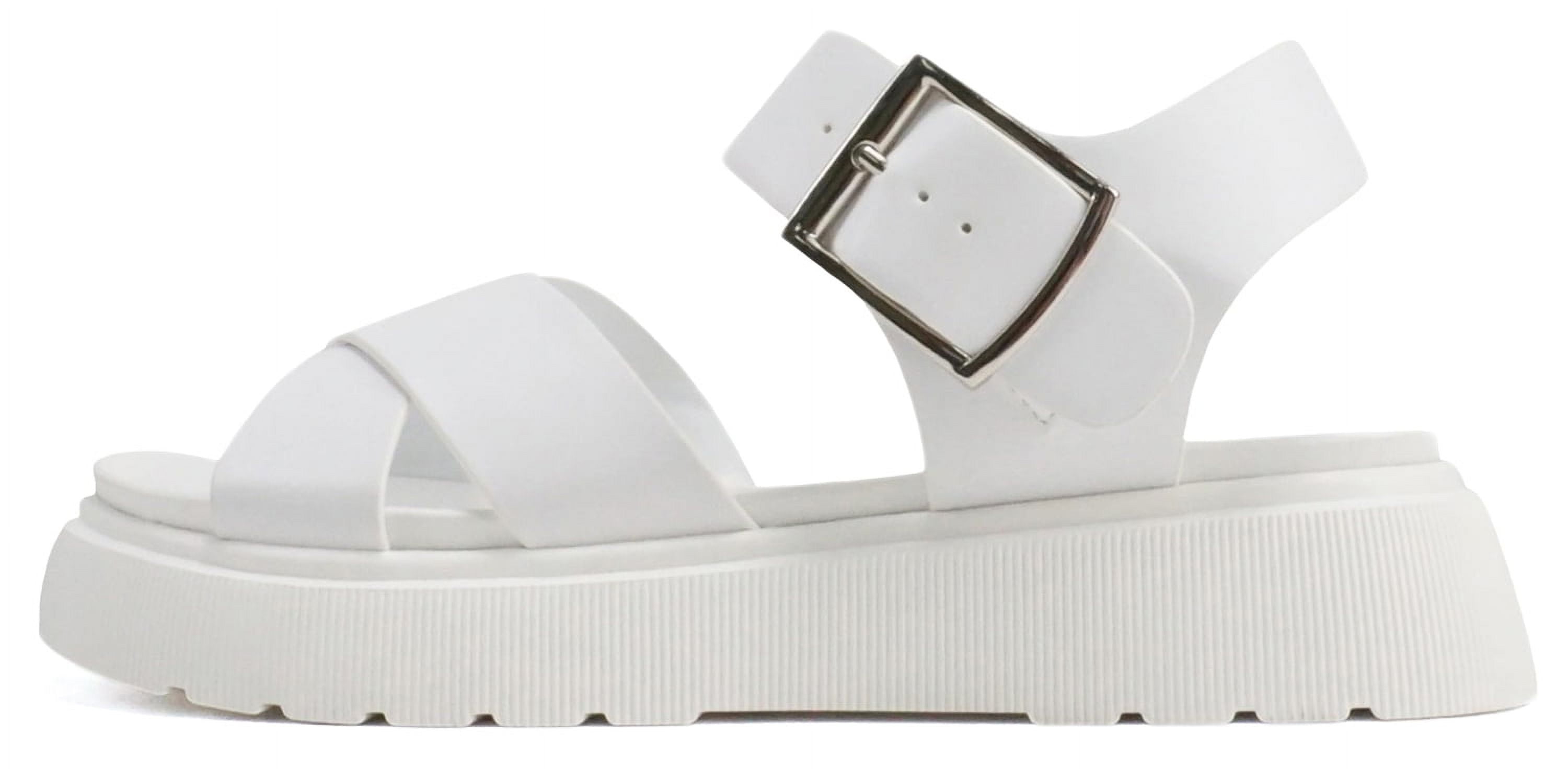 Soda Shoes Women Flat Platform Sandals Flatform Ankle Strap Criss-Cross ...