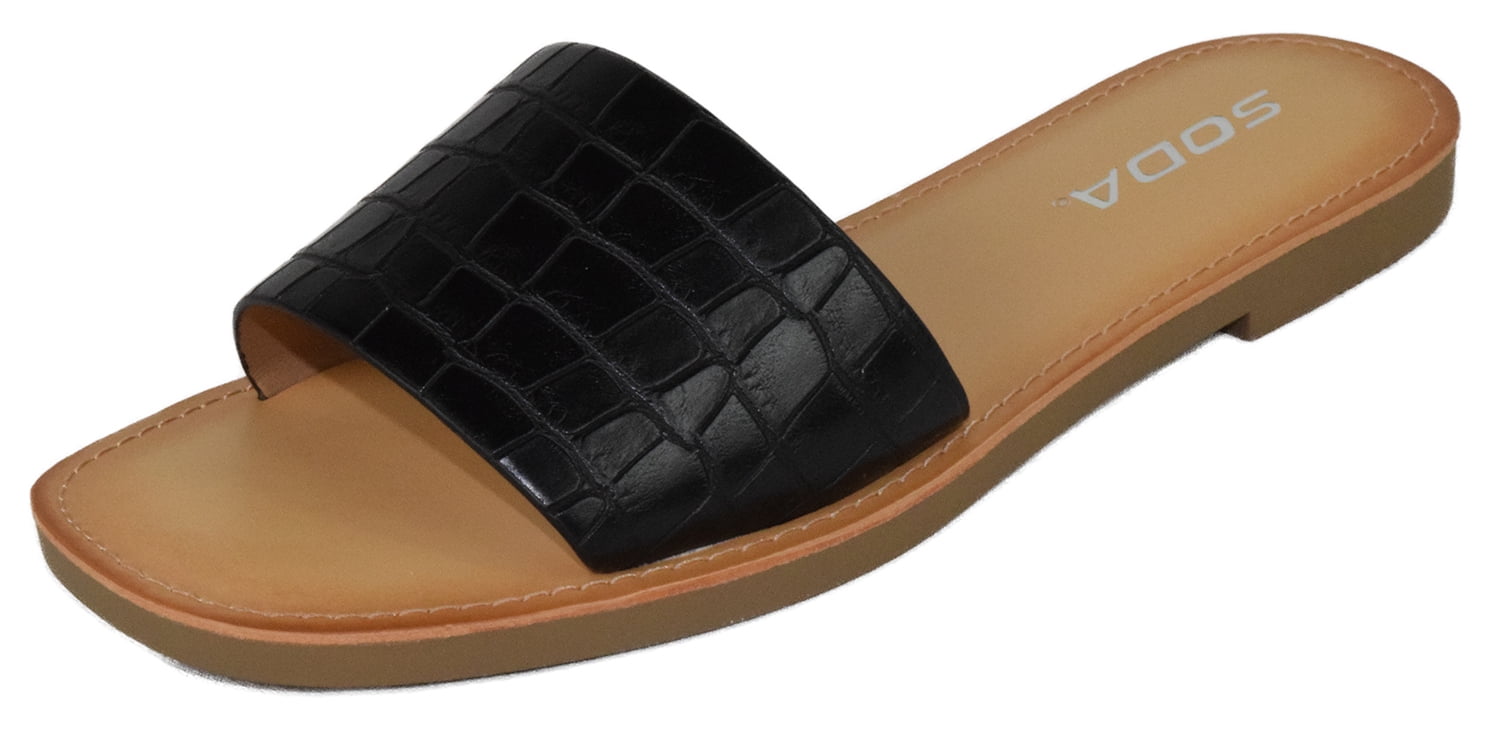 Soda Shoes Women Flip Flops Basic Plain Sandals Casual Slide Slippers ...