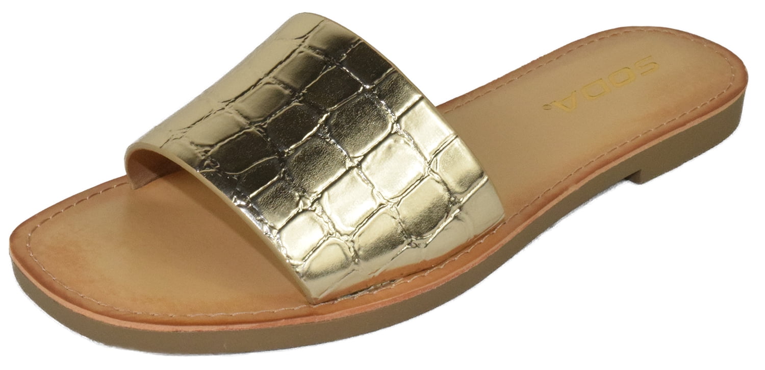 Soda Shoes Women Flip Flops Basic Plain Sandals Casual Slide Slippers ...