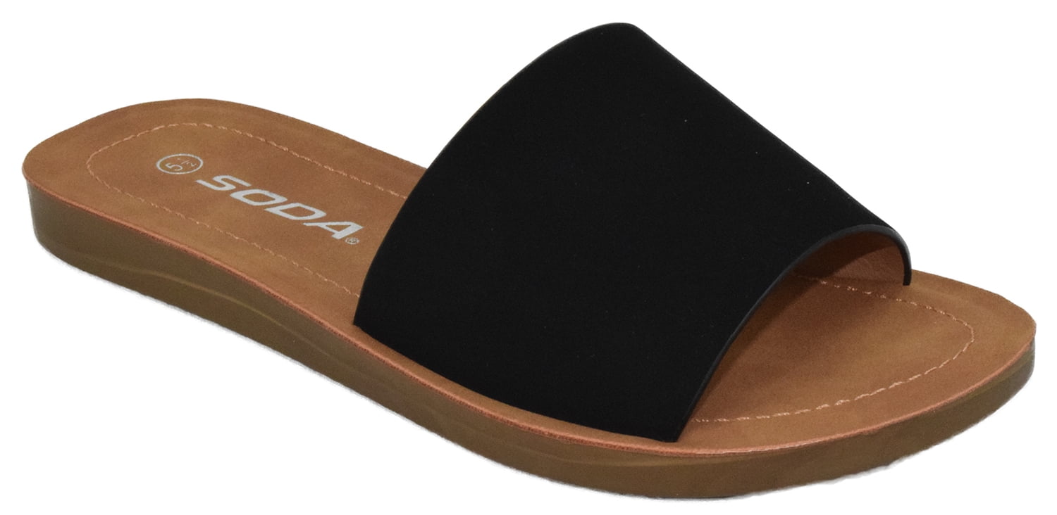 Soda Shoes Women's Basic Plain Flip Flops, Slip-On Sandals Slides ...