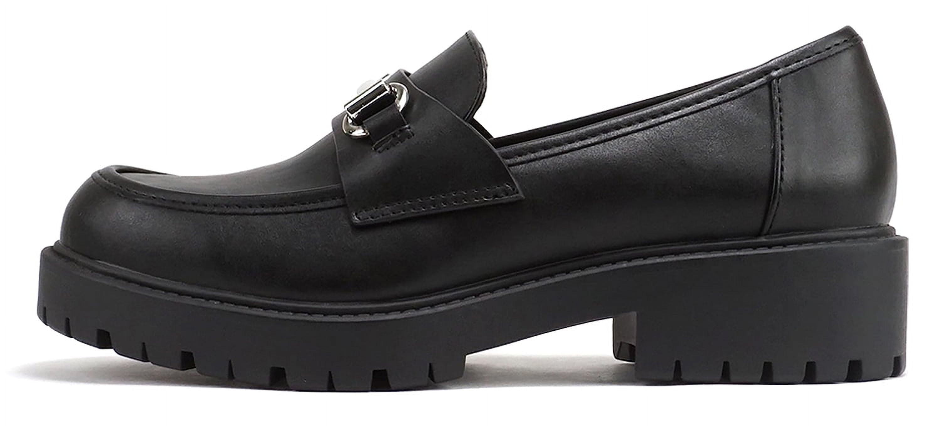 Soda Shoes Women Low Heel Lug Sole Slip-On Horse Bit Loafer BoyFriend ...