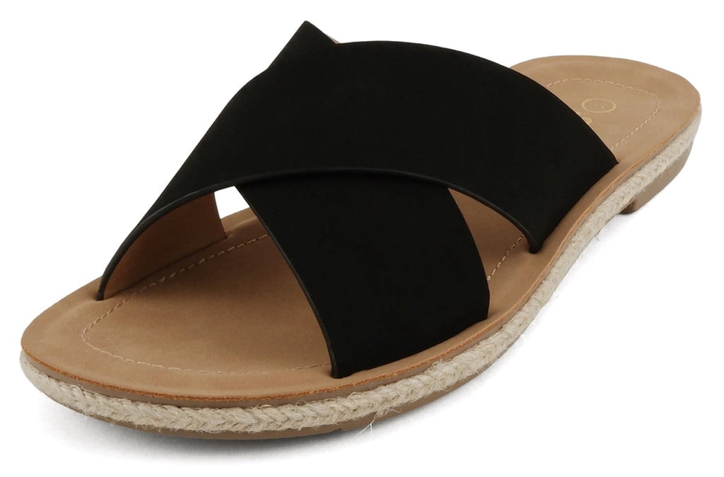 Soda Shoes Women Sandals Crisscross Band Strap Casual Espadrille Slides ...