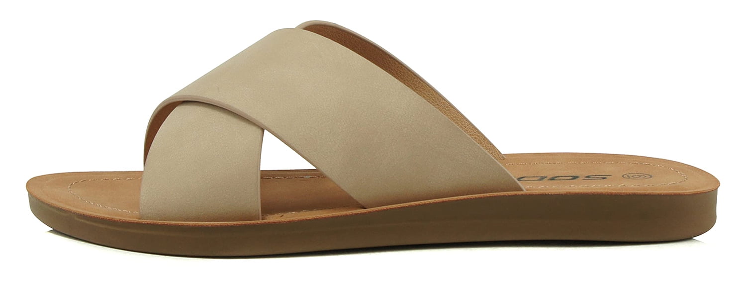 Soda Shoes Women Sandals Crisscross Band Strap Casual Slides REFLECT-S ...