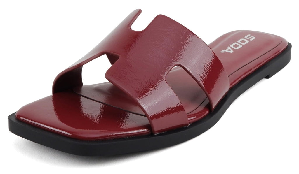 Soda Shoes Women Slip-On Cushioned Sandals H-Band Flat Flip-Flops ...