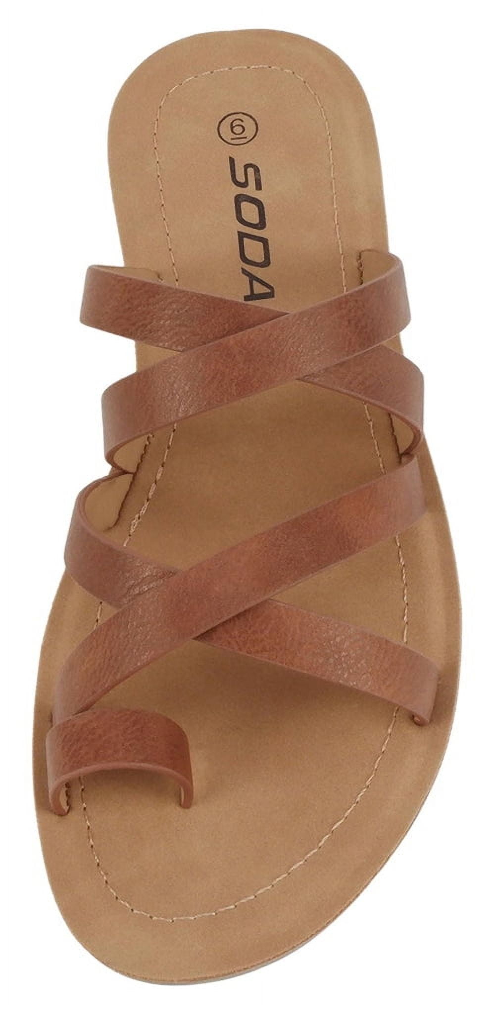Soda Shoes Women Slip-On Sandals Crisscross Multi Straps Band Ring Toe ...